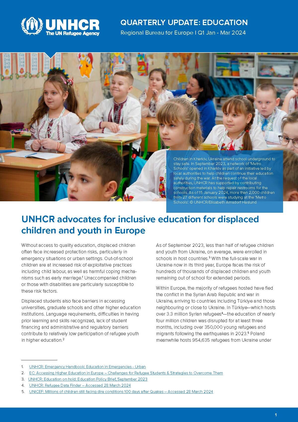 Europe Region Quarterly Update (April - June 2024) | UNHCR Europe