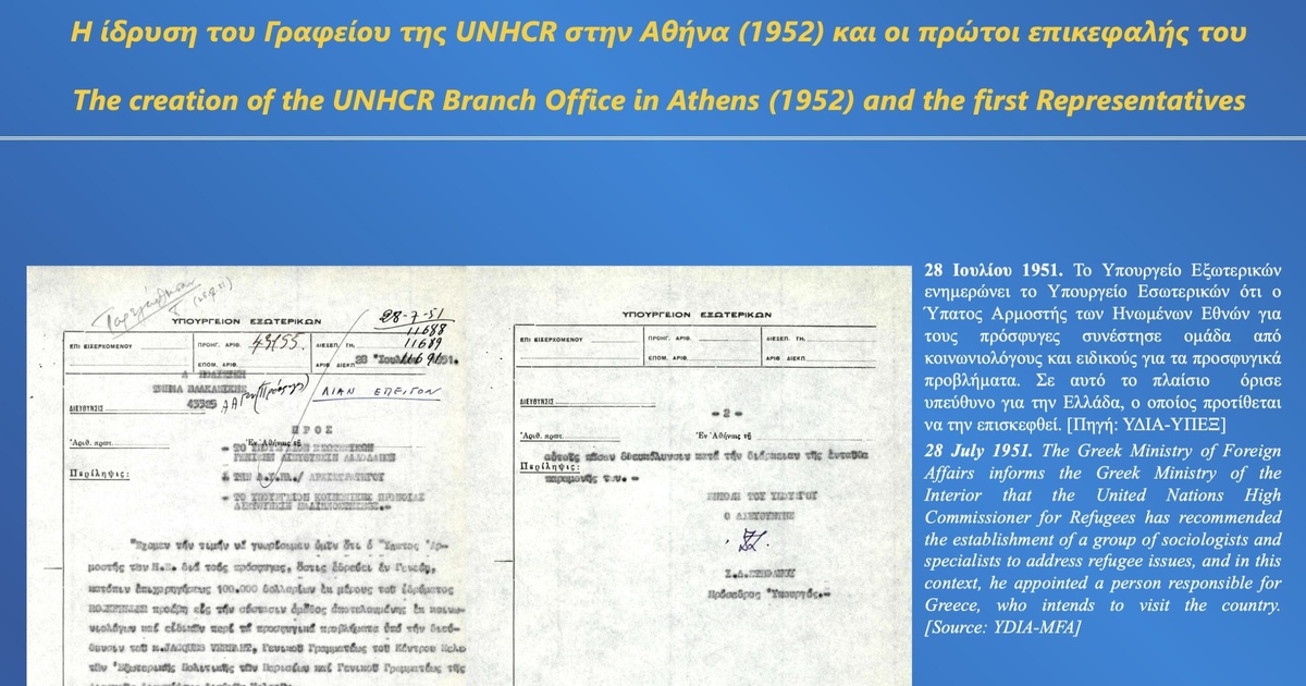 The creation of the UNHCR Branch Office in Athens (1952) and the first ...