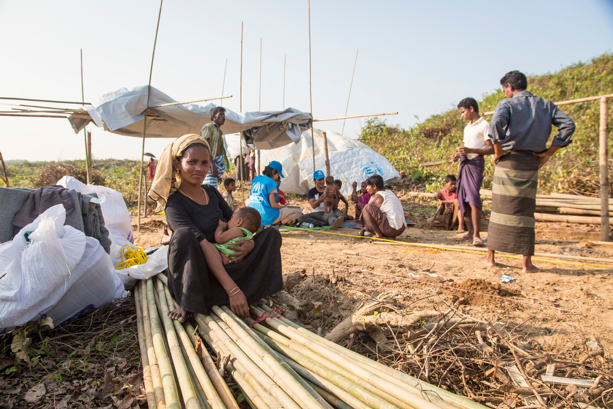 Rohingya refugees build new homes on new site in Bangladesh | UNHCR